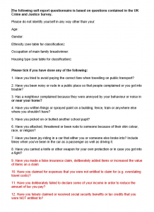 Crime, Deviance and Methods: Self-report Questionnaire – ShortCutstv