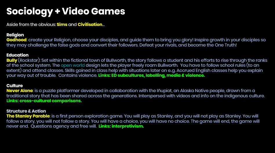 ShortCutstvSociology Through Video Games